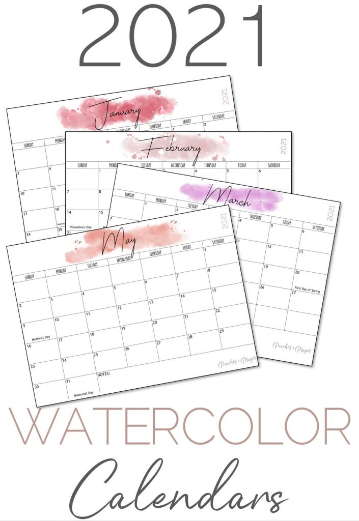 Free 2020 Monthly Calendar Printables {Two Options} - Peaches & Prayer